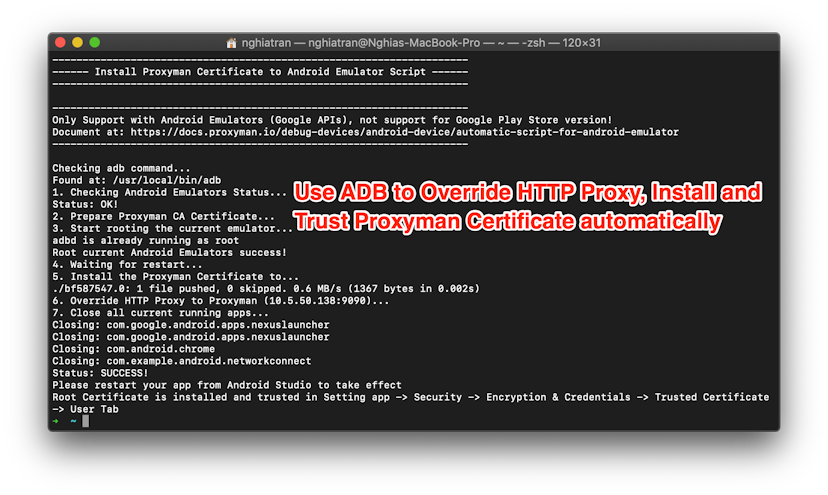 How to use Android Debug Bridge (adb) on Android Emulators? · Proxyman